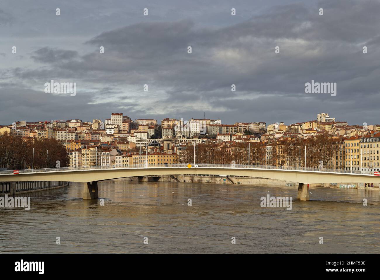 LYON, FRANCE, January 3, 2022 : View to the Croix-Rousse hill from the ...