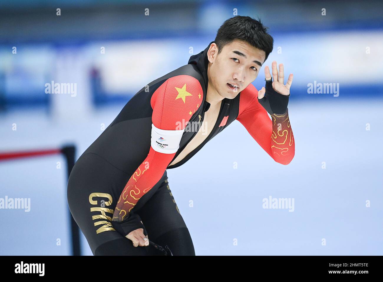 Beijing, China. 12th Feb, 2022. Gao Tingyu of China gestures after the ...
