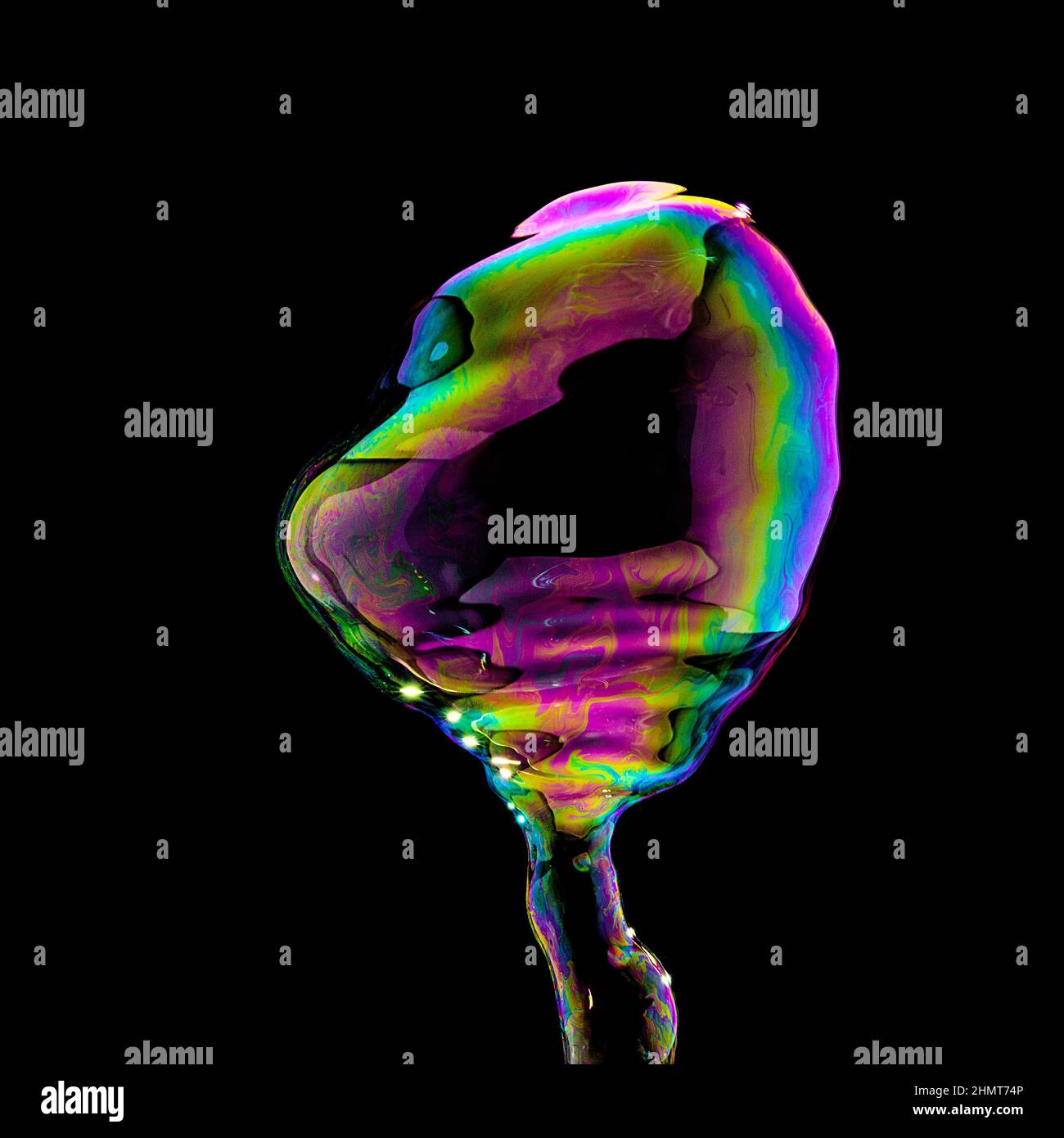 abstract Soap Bubble in colorful colors like a human head on black ...