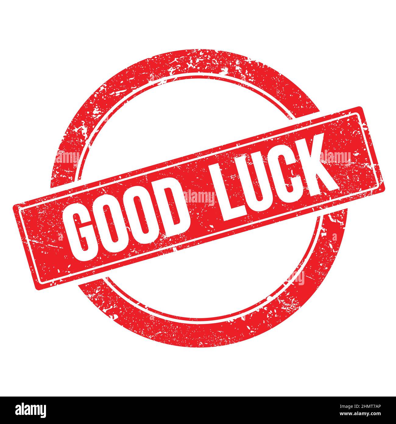 GOOD LUCK text on red grungy round vintage stamp Stock Photo - Alamy
