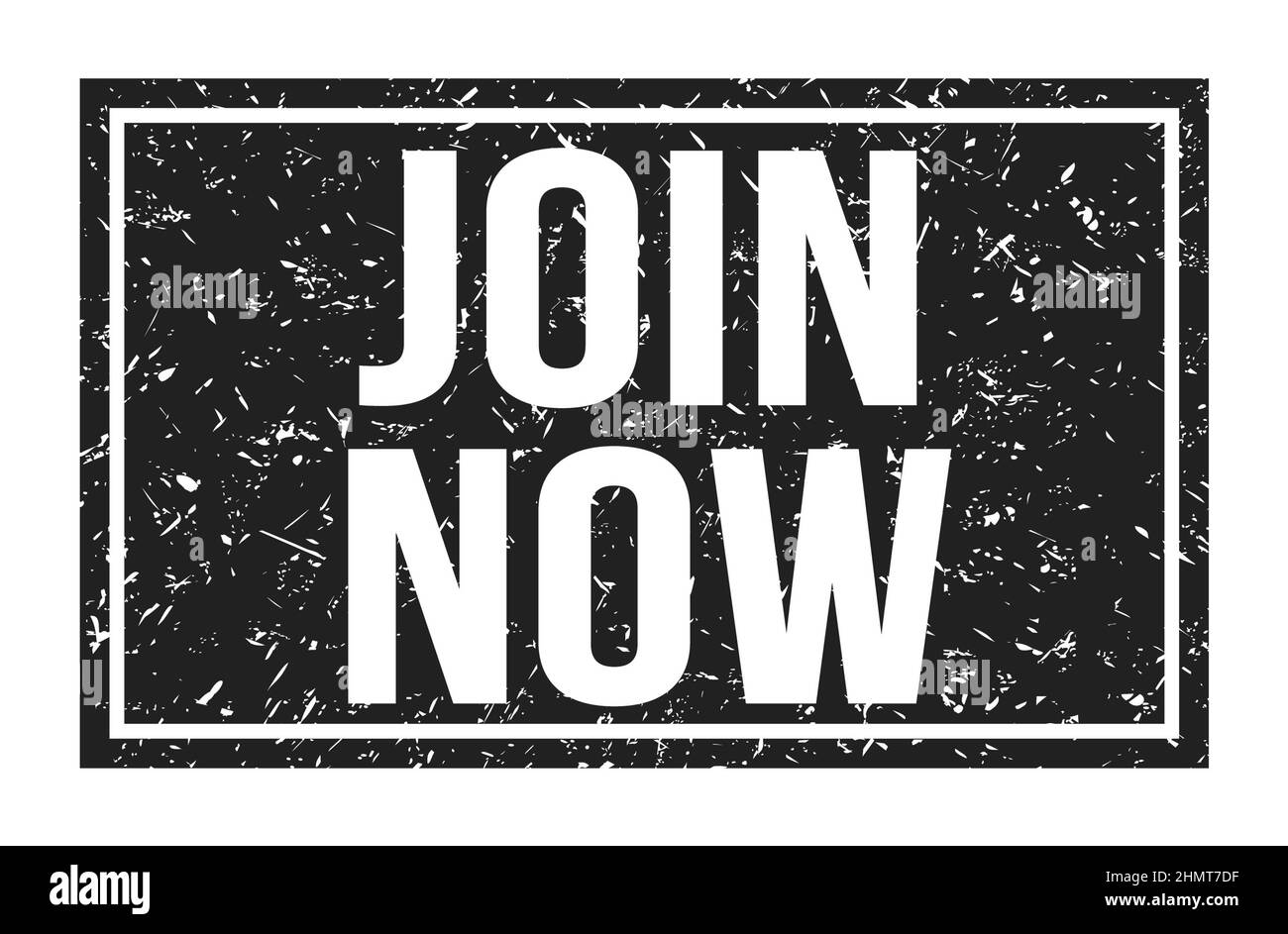JOIN NOW, words written on black rectangle stamp sign Stock Photo - Alamy