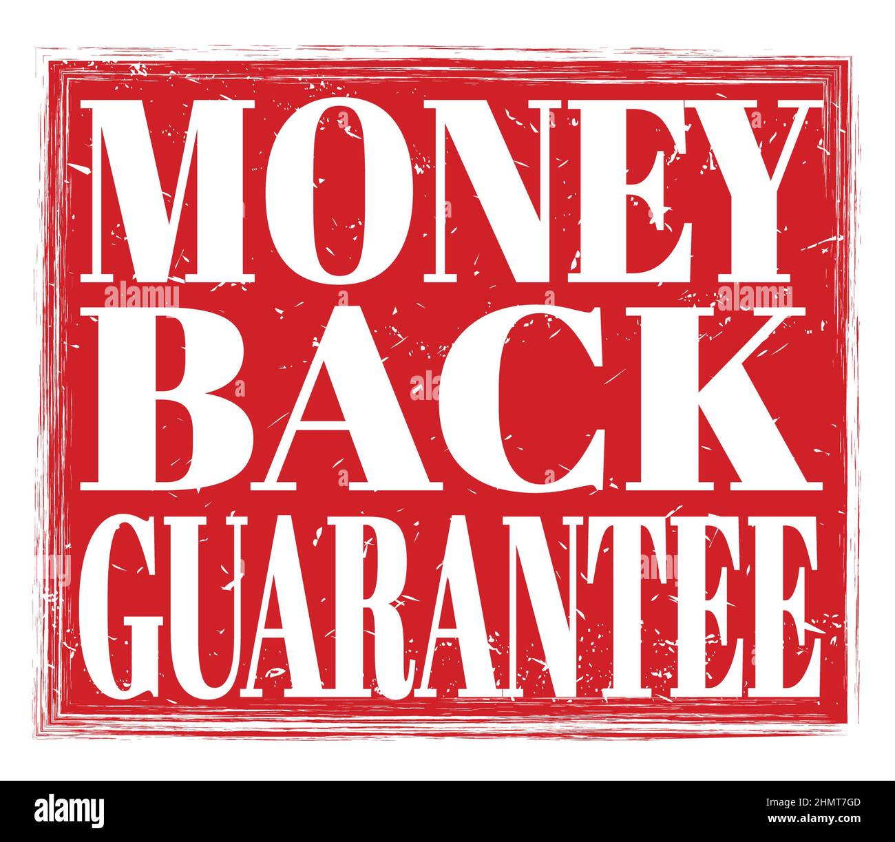 MONEY BACK GUARANTEE, written on red grungy stamp sign Stock Photo - Alamy