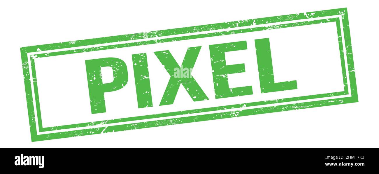 PIXEL text on green grungy vintage rectangle stamp Stock Photo - Alamy