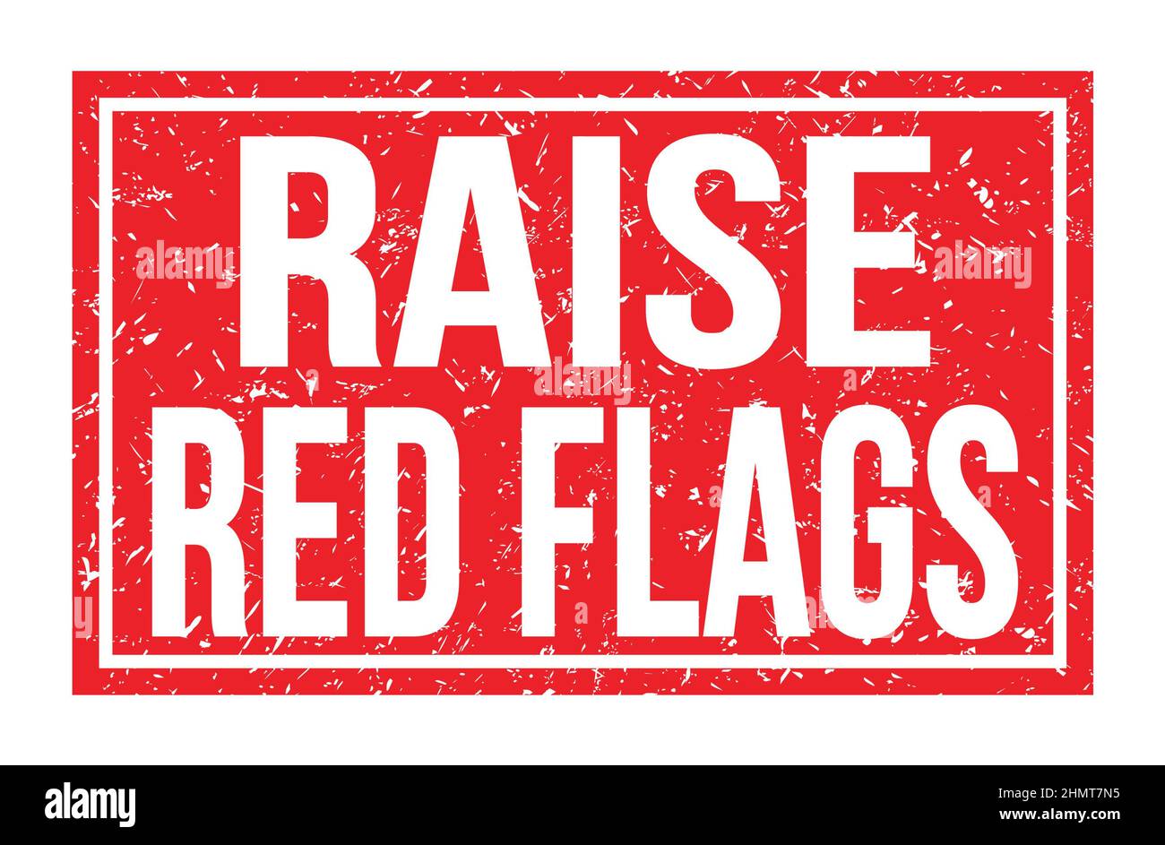 RAISE RED FLAGS, words written on red rectangle stamp sign Stock Photo ...