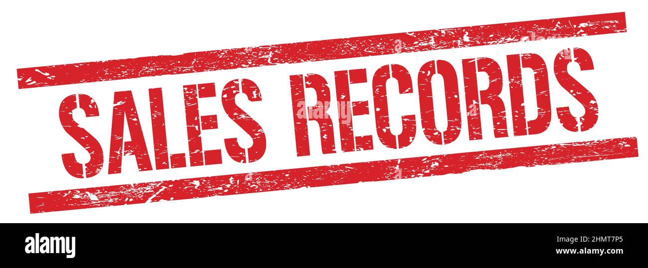 SALES RECORDS text on red grungy rectangle stamp sign Stock Photo - Alamy