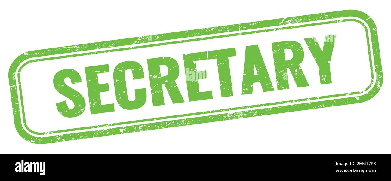 SECRETARY text on green grungy vintage rectangle stamp Stock Photo - Alamy