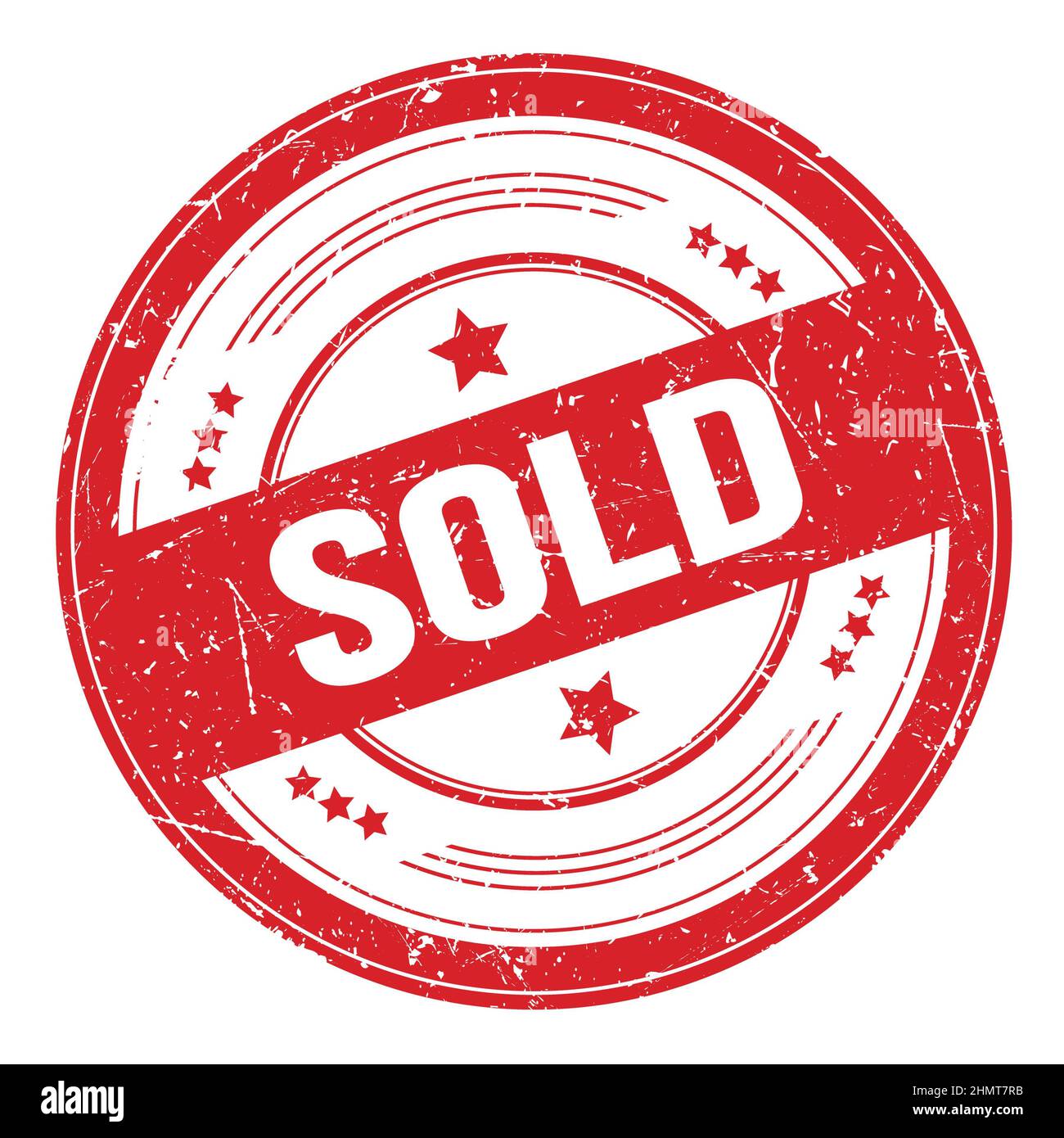SOLD text on red round grungy texture stamp Stock Photo - Alamy