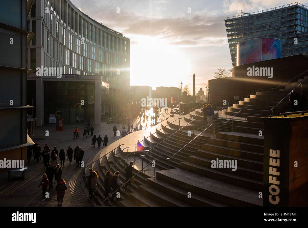 Liverpool One shopping center, a stairway to the top level Stock Photo ...