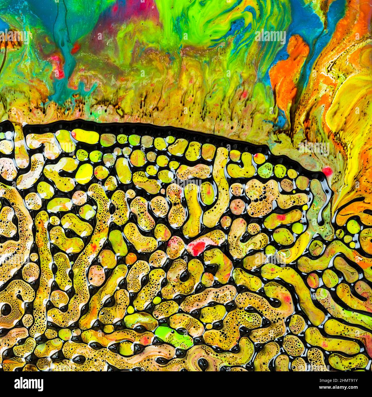 Abstract ART. Swirls, artistic design with colorful oil colors forming ...