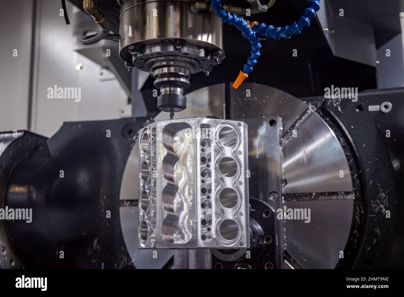 Metalworking CNC milling machine. Cutting metal modern processing ...