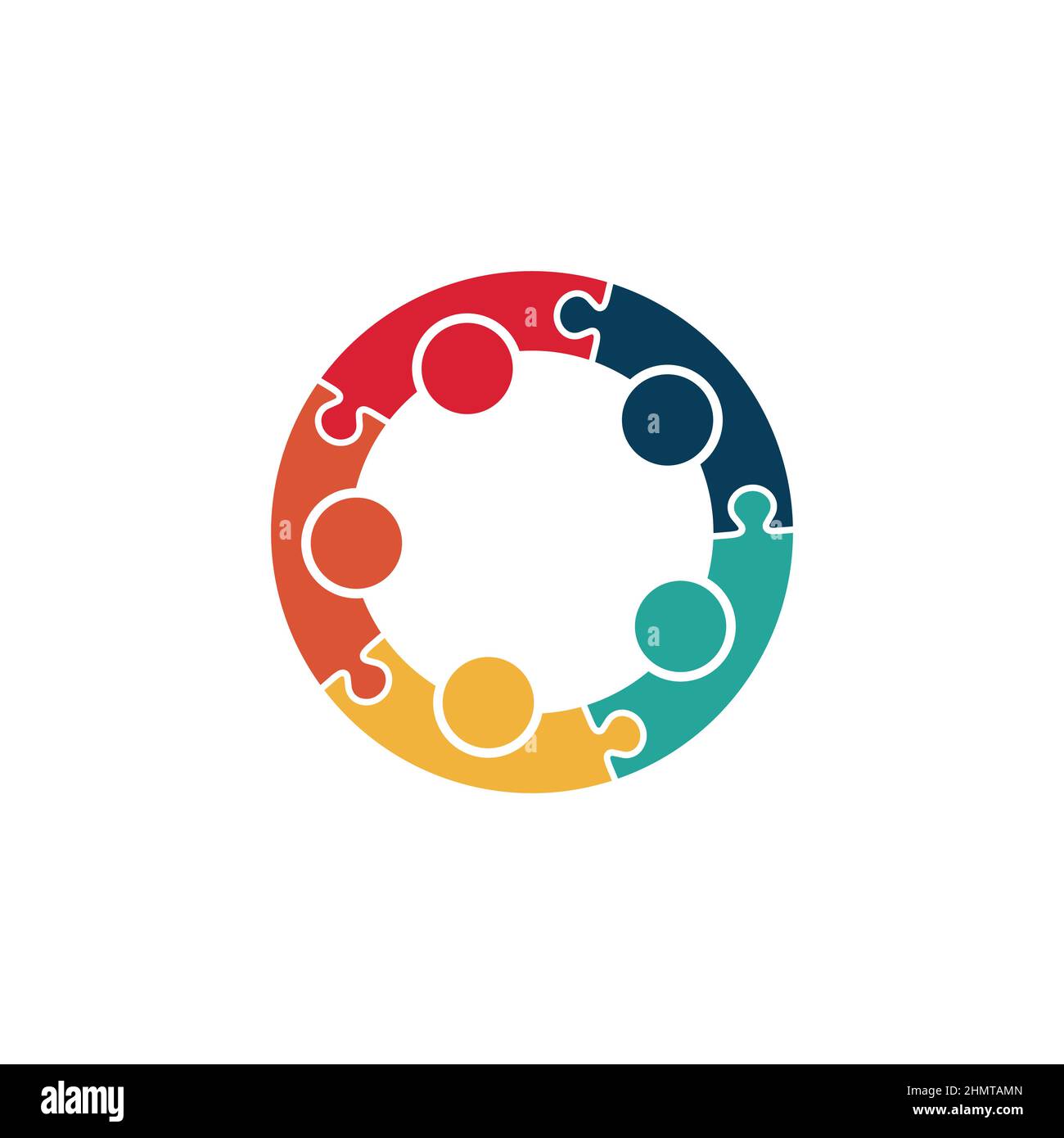 Teamwork People connected jigsaw five persons Stock Vector Image & Art ...