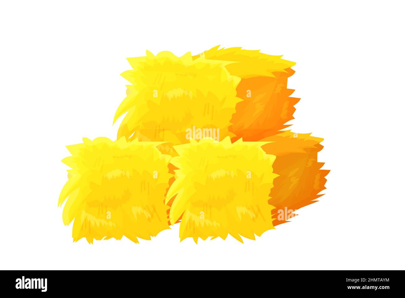 Bale of hay, pile dried wheat in cartoon style isolated on white ...