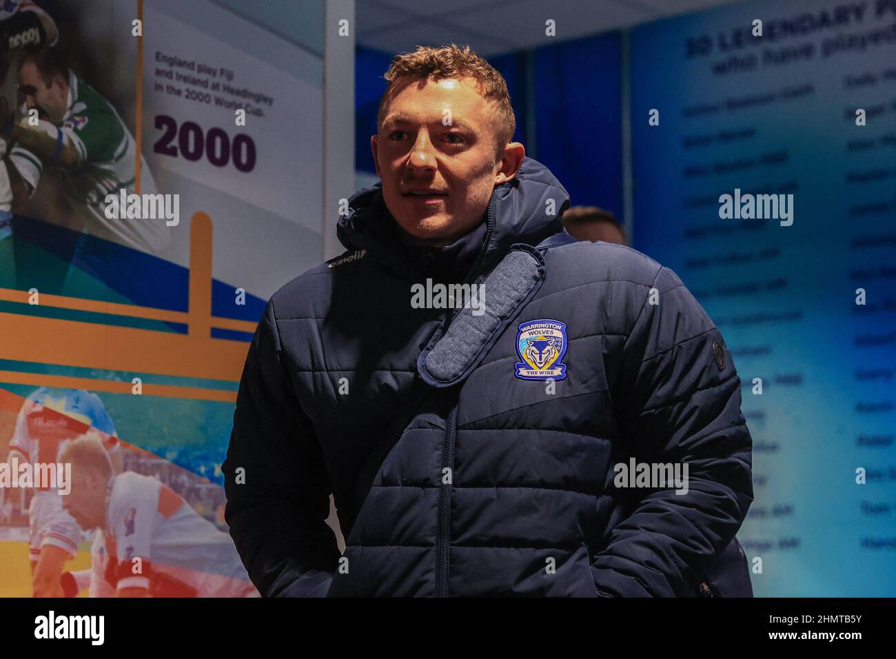 Josh Charnley #2 of Warrington Wolves arrives at Emerald Headingley ...