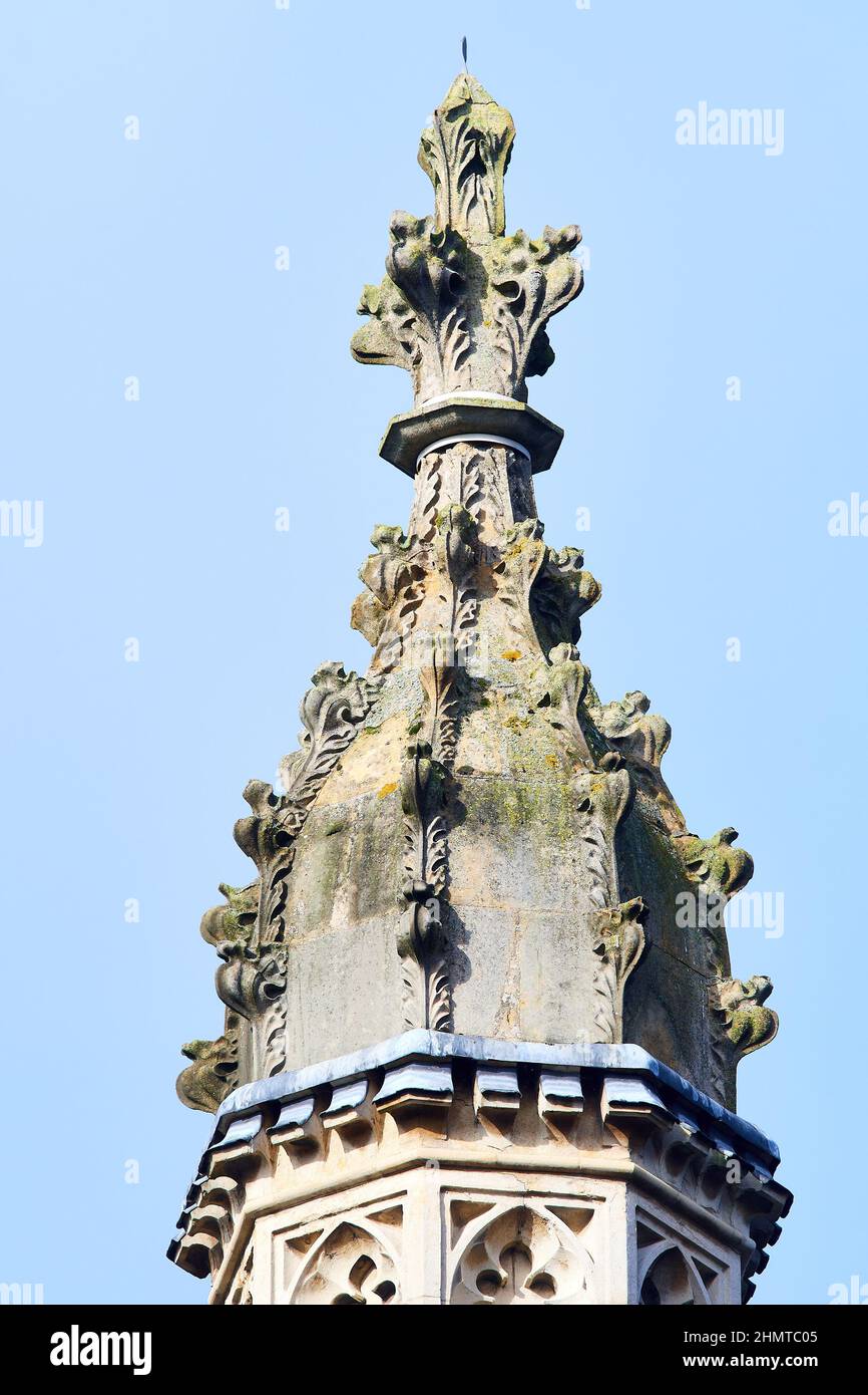 Decorative stone pinnacle atop King's college, university of Cambridge ...