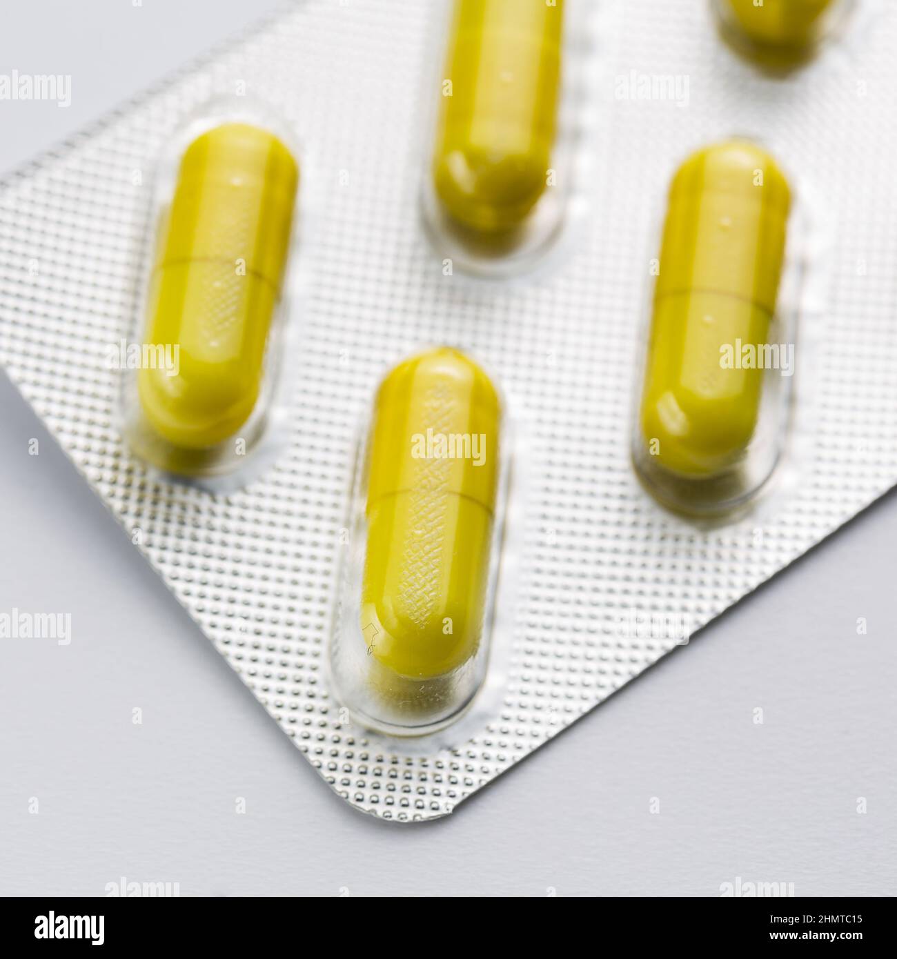 Yellow capsule Tablets doctor in a Blister packaging antibiotic ...
