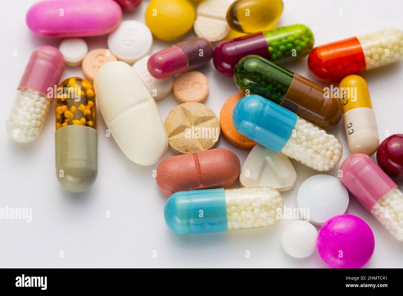 diferent Tablets mix heap drugs pills capsules therapy doctor flu ...