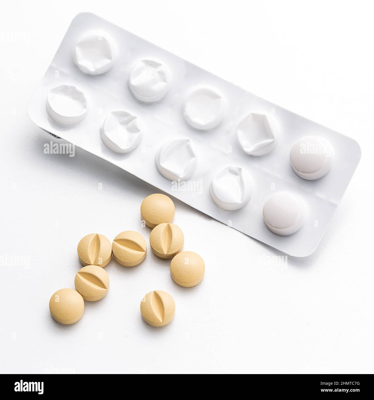 Blister packaging with orange Tablets pills flu doctor antibiotic ...