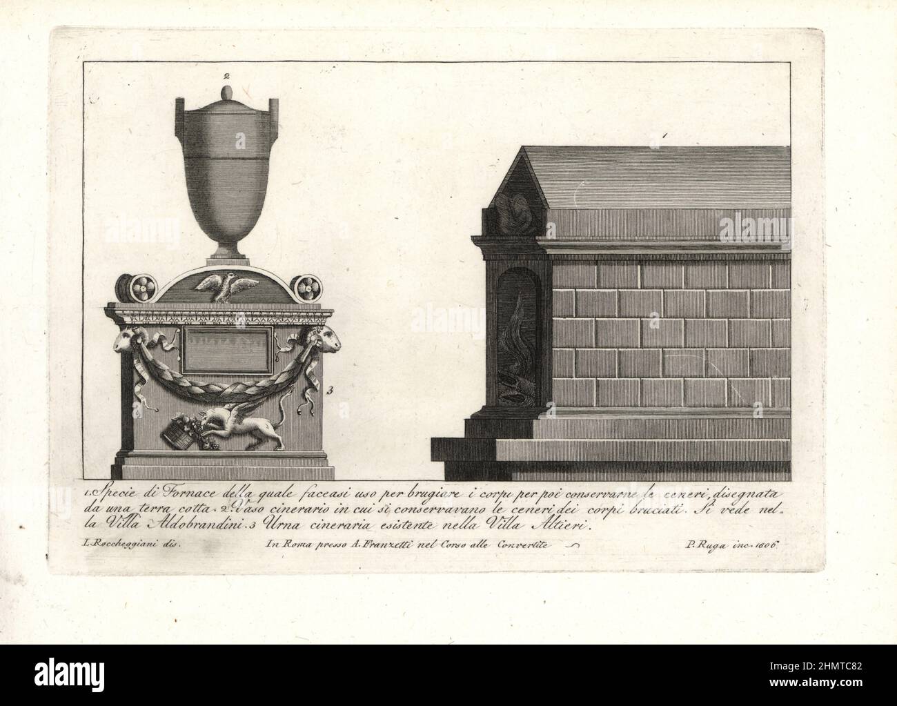 Roman furnace used to cremate corpses 1, cinerary vessel in the Villa ...