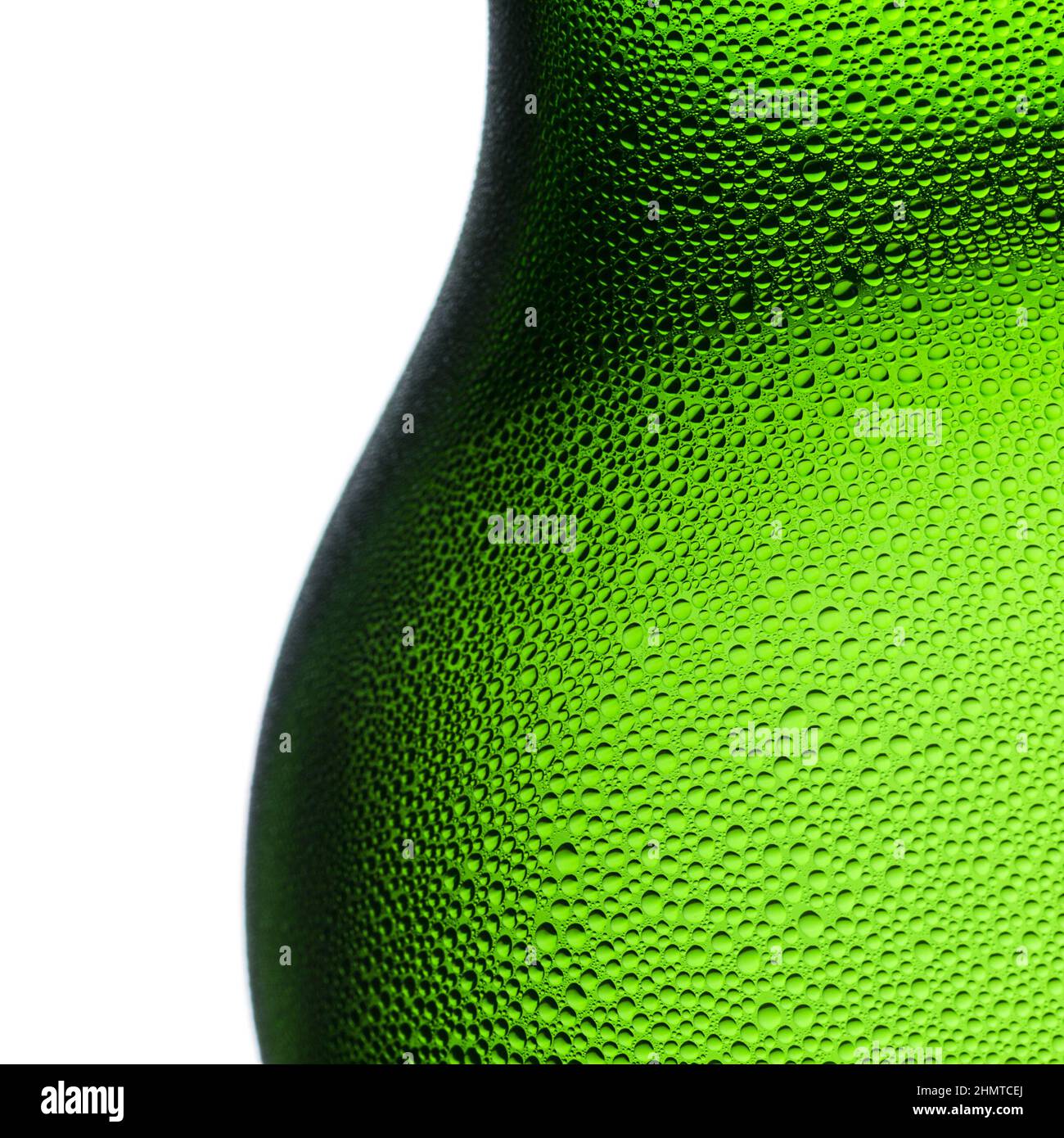 Beer bottleneck with water drops of condensation dew alcohol drink ...