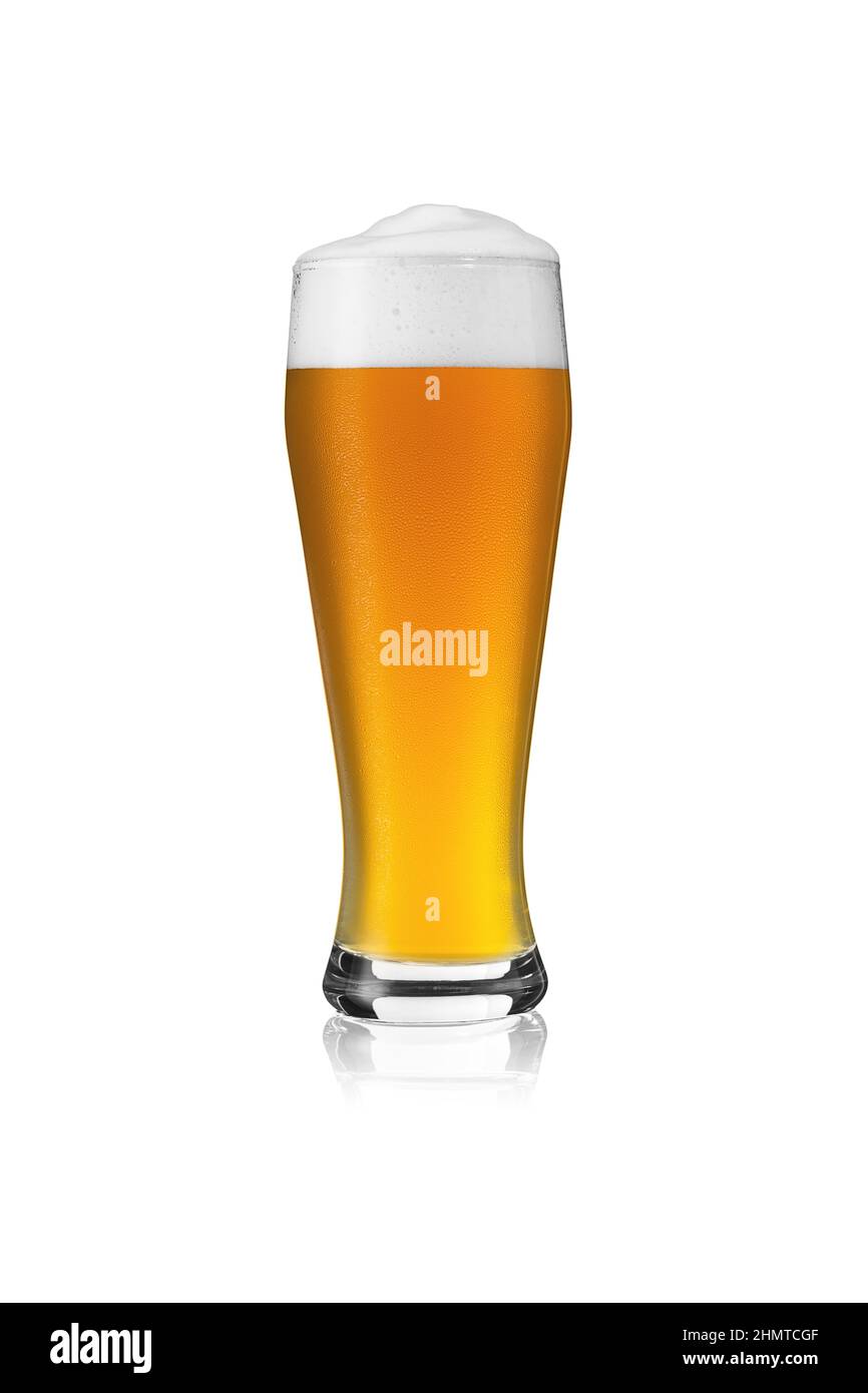 Wheat Beer Glass bayern munich oktoberfest gold with foam crown and dew ...