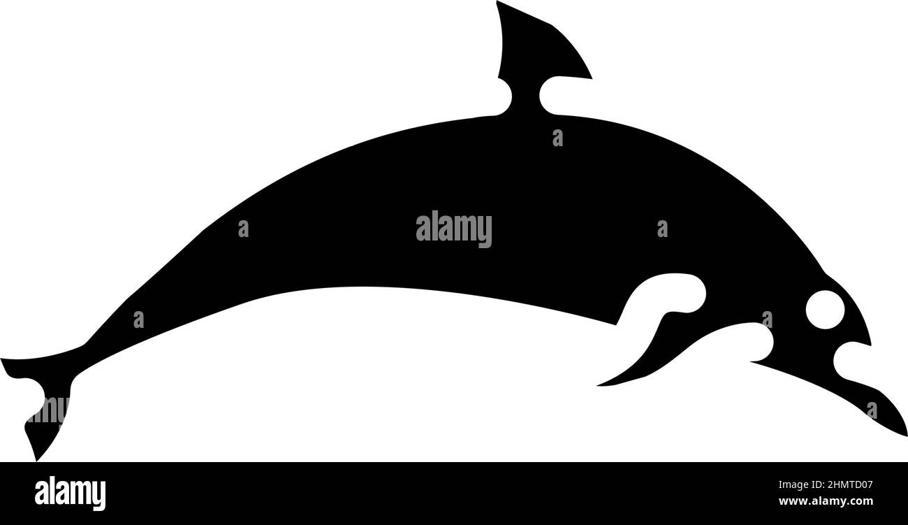 dolphin water mammal animal glyph icon vector illustration Stock Vector ...