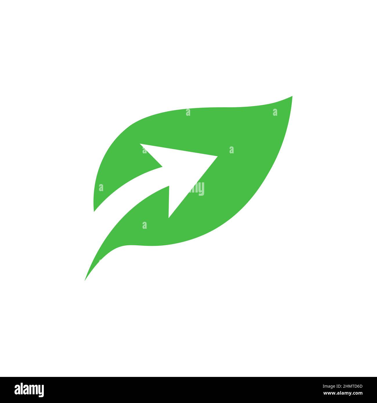 Leaf with arrow icon in flat style. Eco symbol isolated on white ...