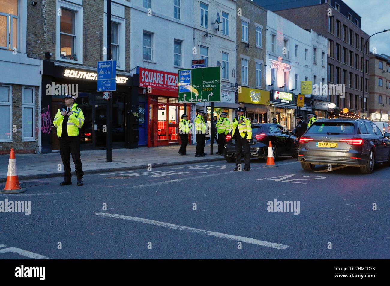 London (UK),11.02.2022: Police in large numbers hold an ANPR - number ...