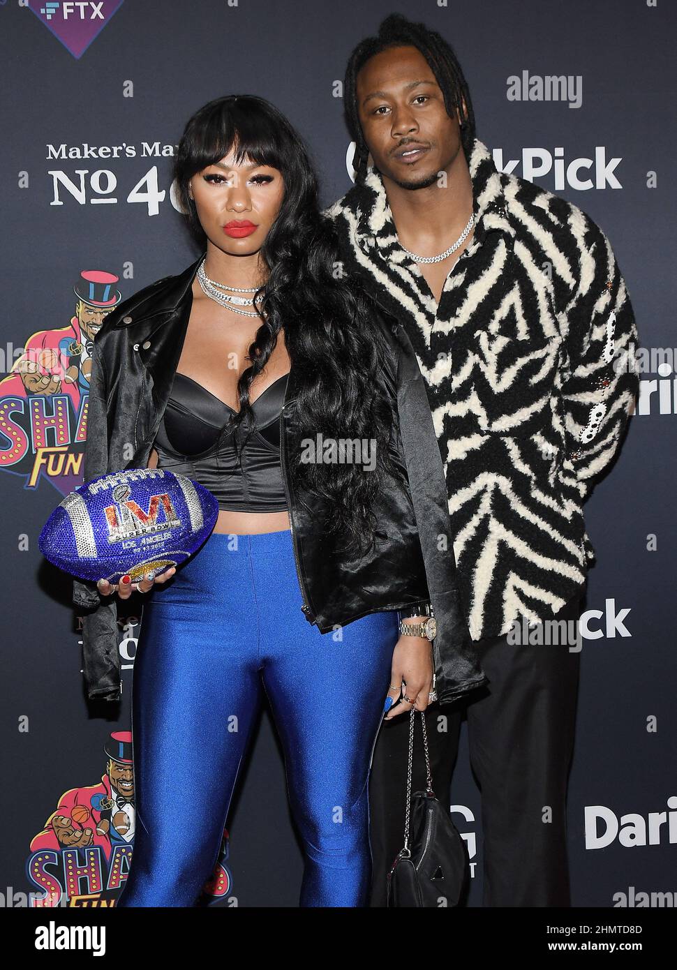 (L-R) Michi Nogami and Brandon Marshall arrives at SHAQ'S Fun House ...