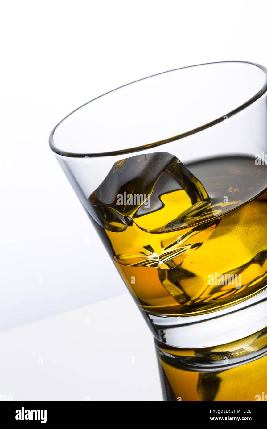 scottish Whisky with ice cubes Stock Photo - Alamy