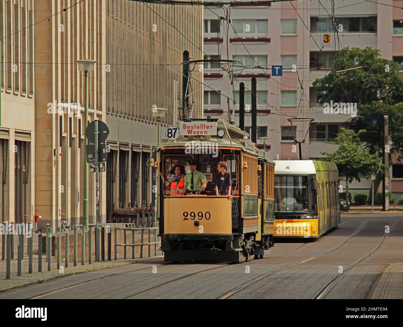 Berlin, Germany. August 10, 2018. The evolution of the tram. The old ...