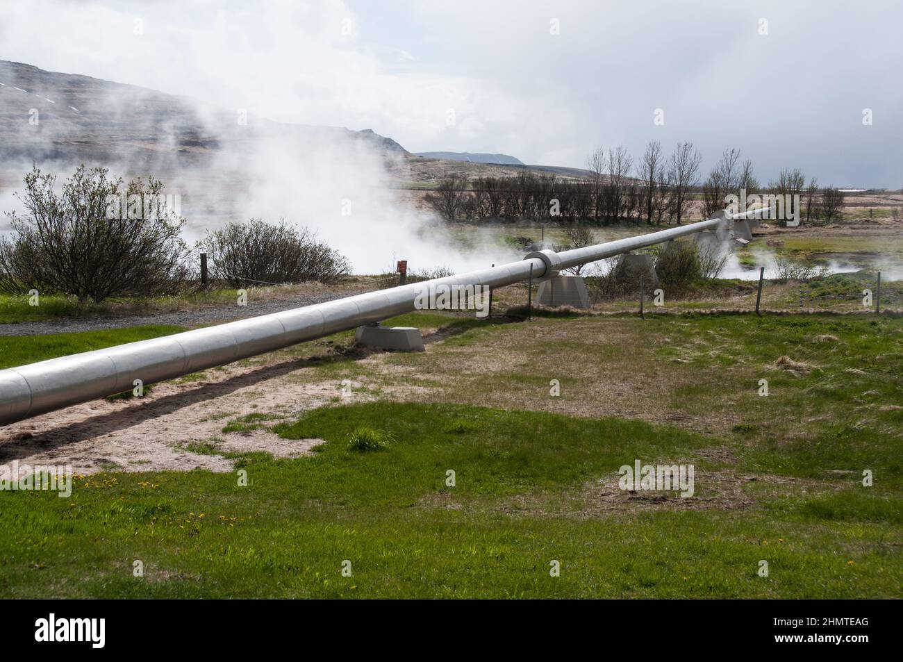 Around Iceland - Deildartunguhver Thermal Spring - pipeline Stock Photo ...