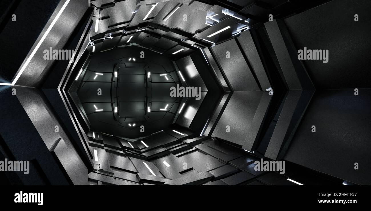 dark futuristic technology space station ship sci-fi modern industry ...