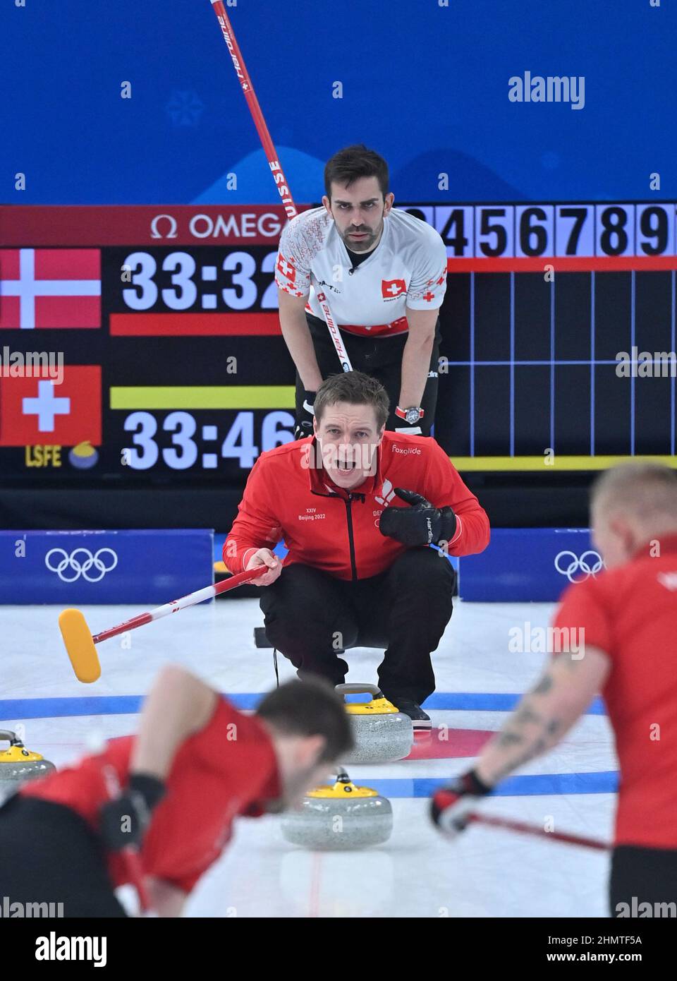 Beijing, China. 12th Feb, 2022. Peter de Cruz (rear) of Switzerland ...