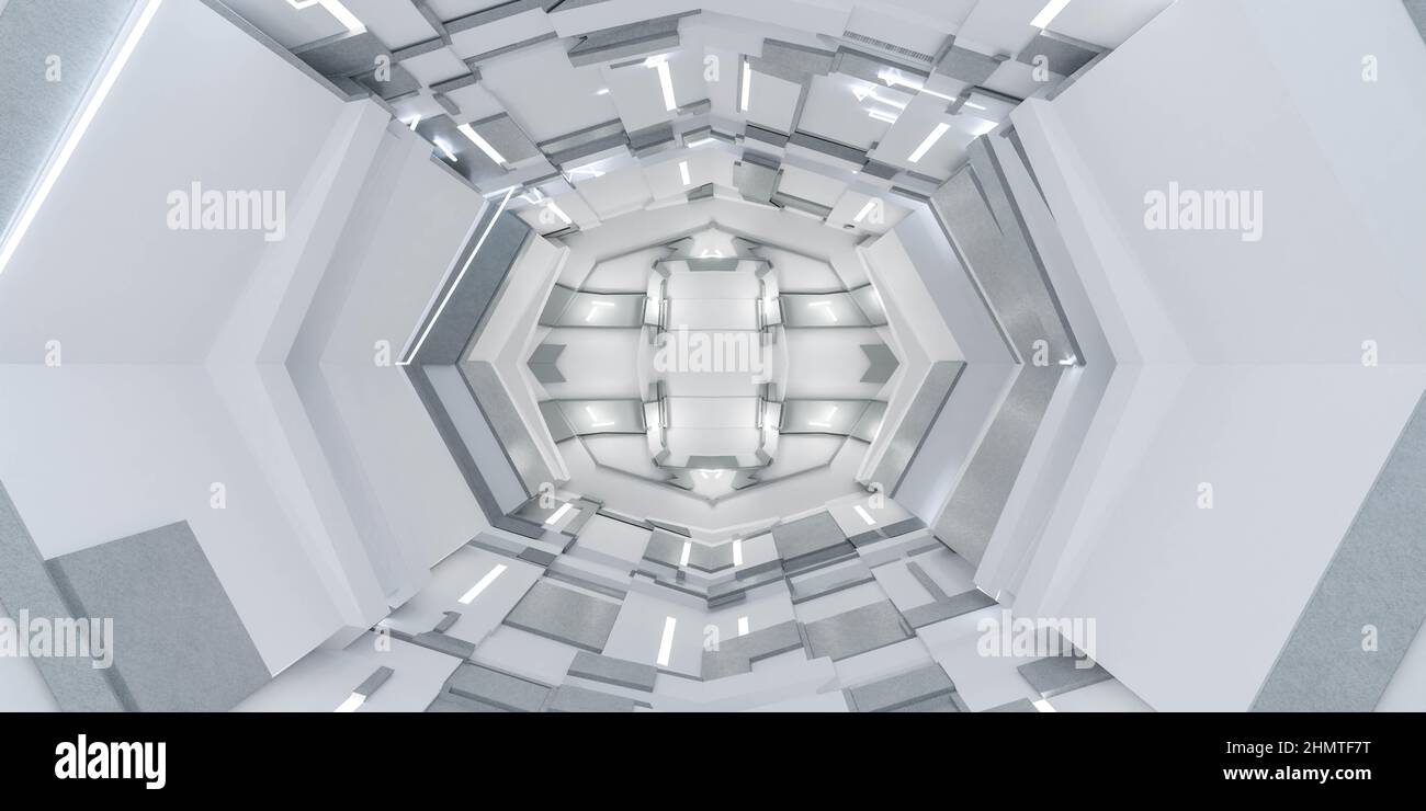 bright futuristic technology space station ship sci-fi modern industry ...