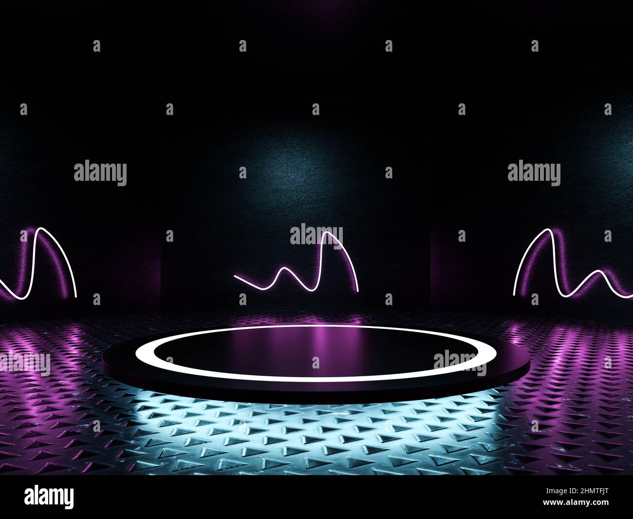 dark product showcase stand presentation podium with laser neon light ...
