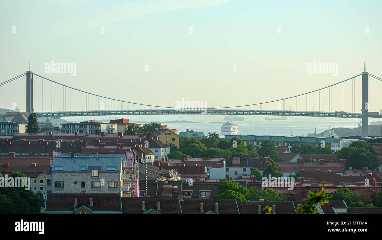 Gothenburg, Sweden - June 29 2021: View of suspension bridge ...