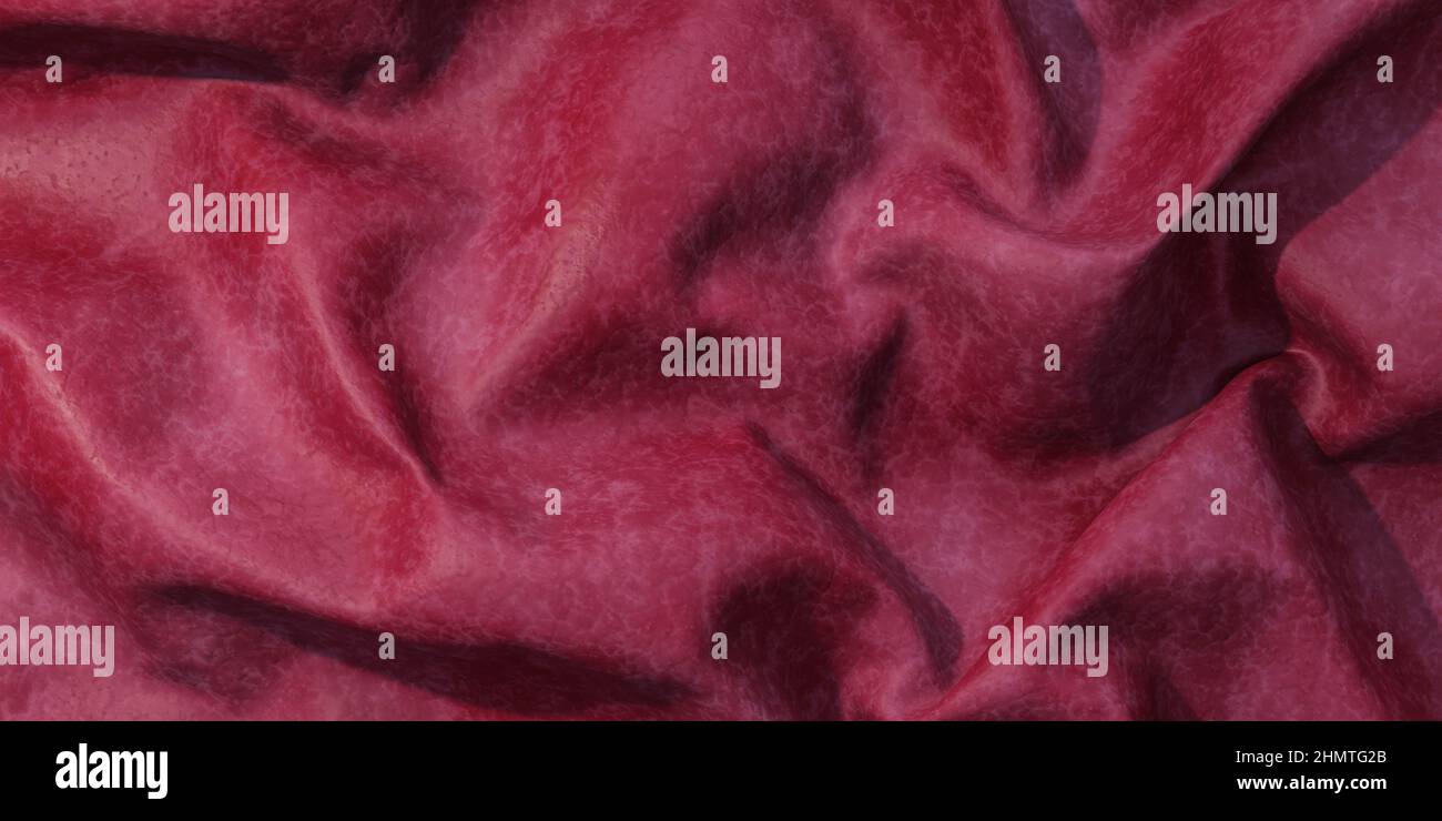 red folded leather surface with shadows and highlights 3d render ...