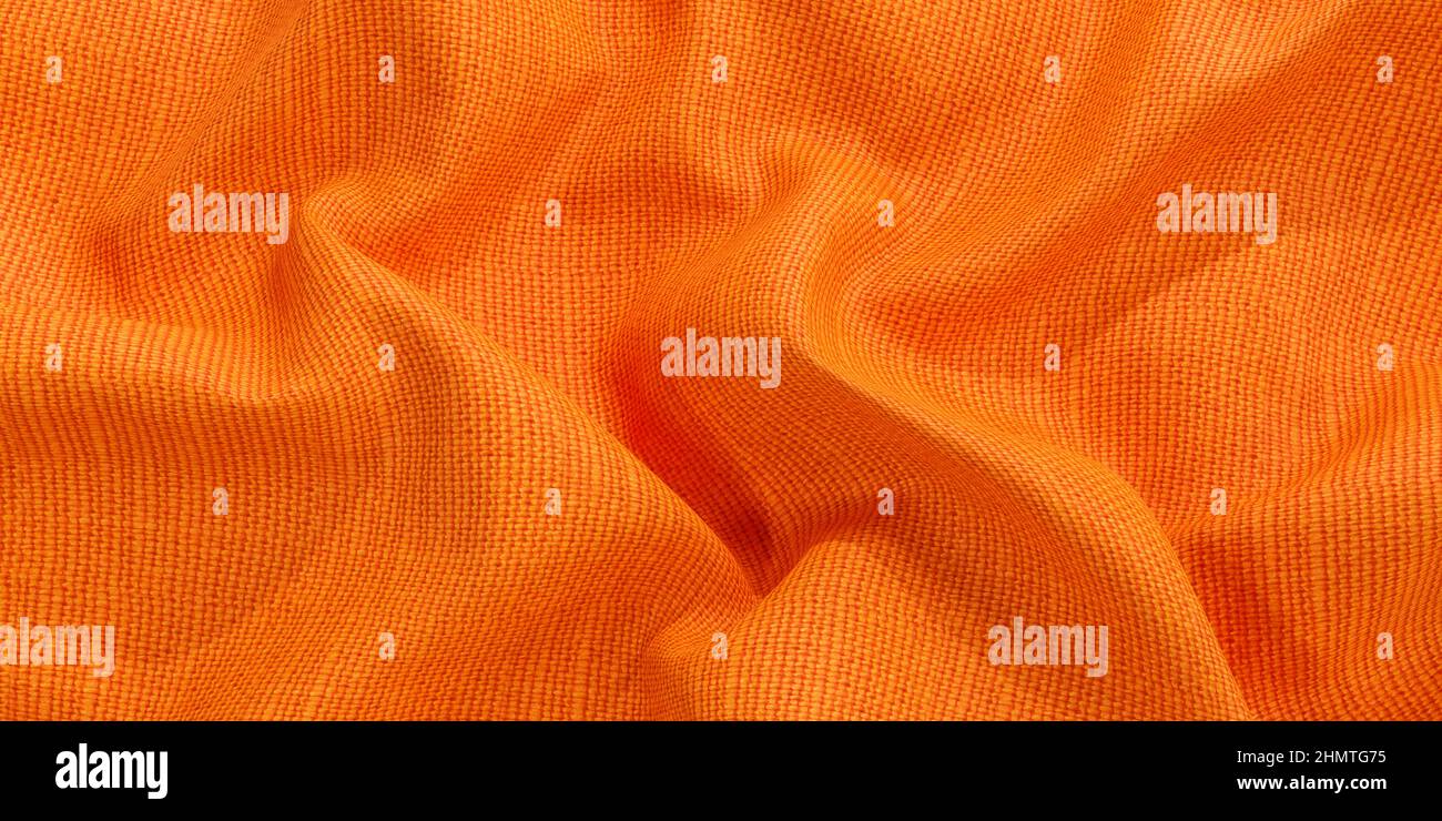 orange folded fabric surface with shadows and highlights 3d render ...