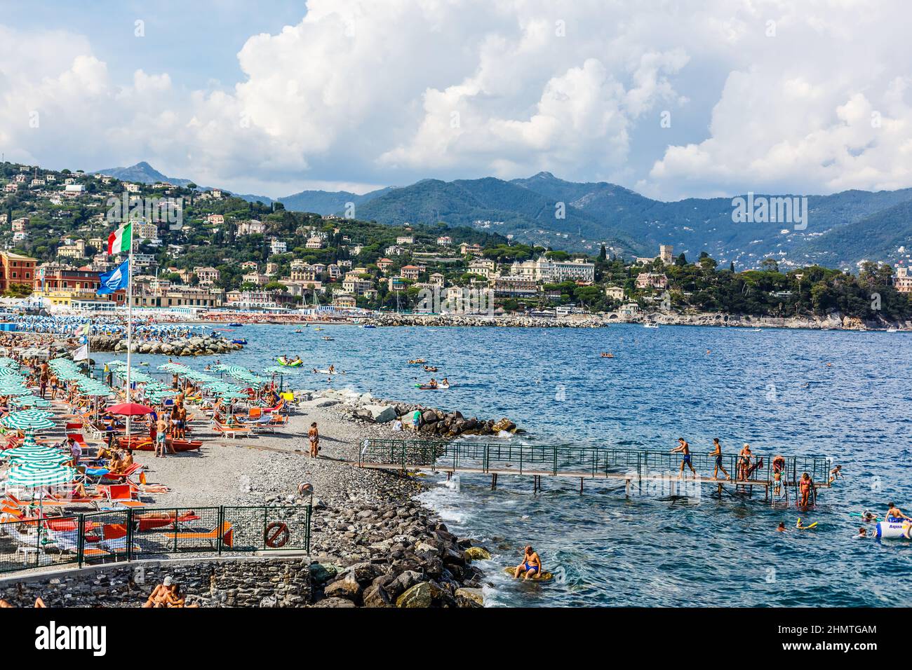 Landscape view of the little city and beach of Camogli in the ...