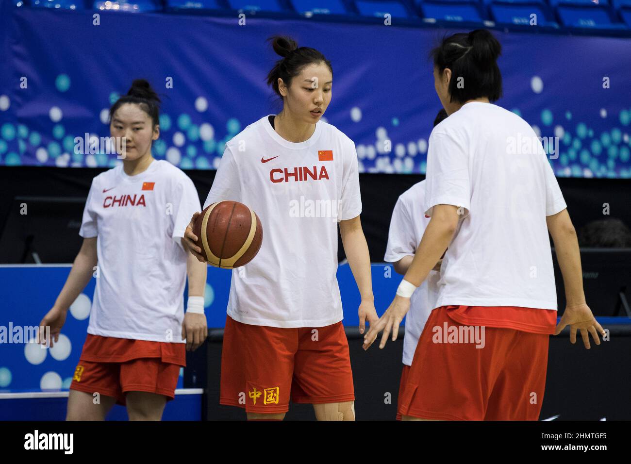 Belgrade, Serbia, 11th February 2022. Ru Zhang of Chin warms up during ...