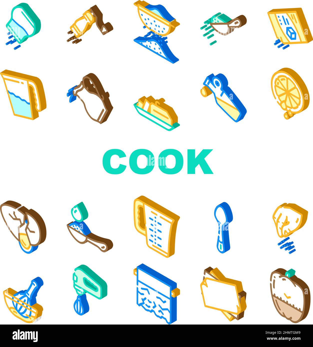 Cook Instruction For Prepare Food Icons Set Vector Stock Vector Image ...