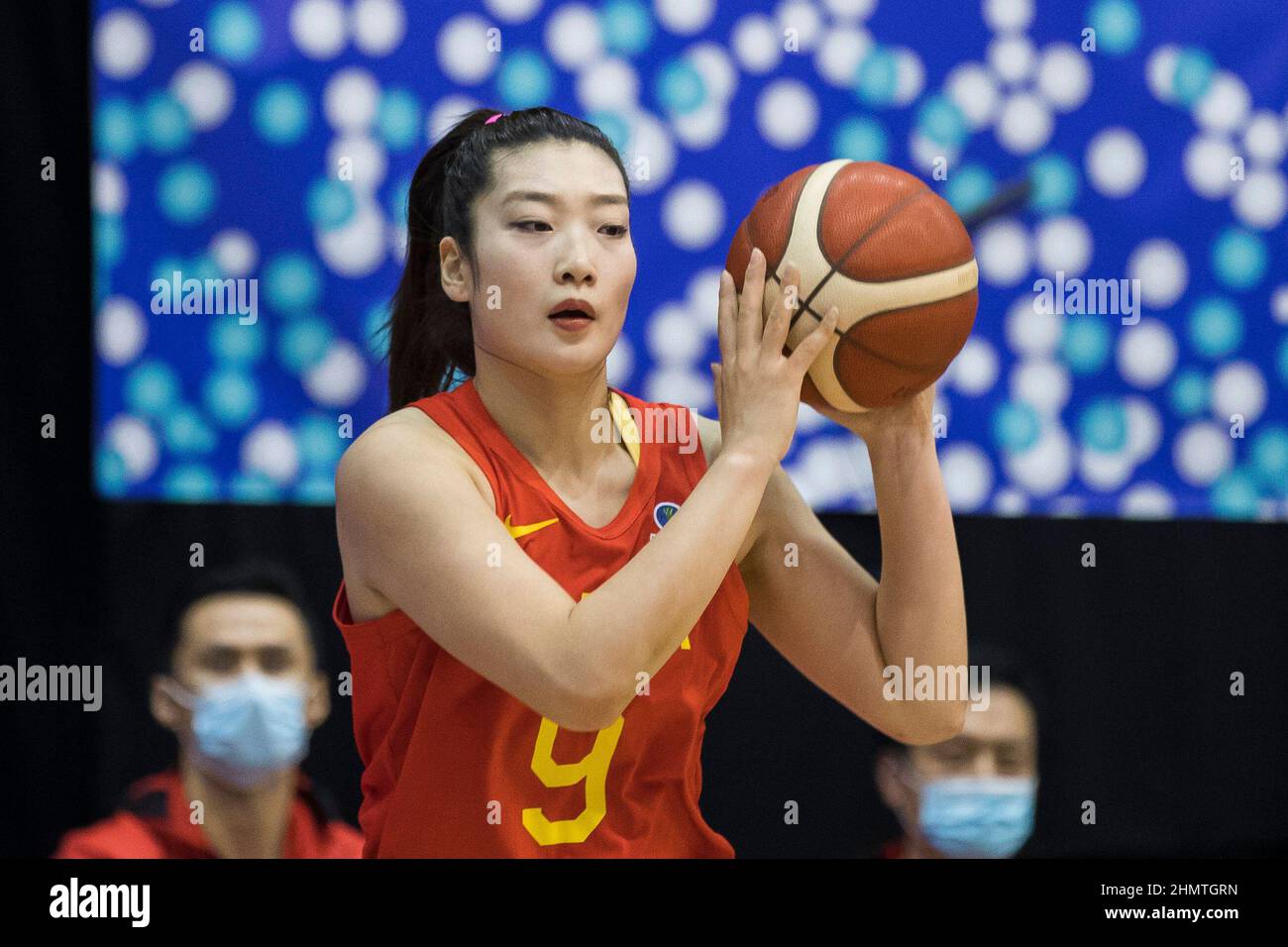 Belgrade, Serbia, 11th February 2022. Meng Li of China in action during the FIBA Women's ...
