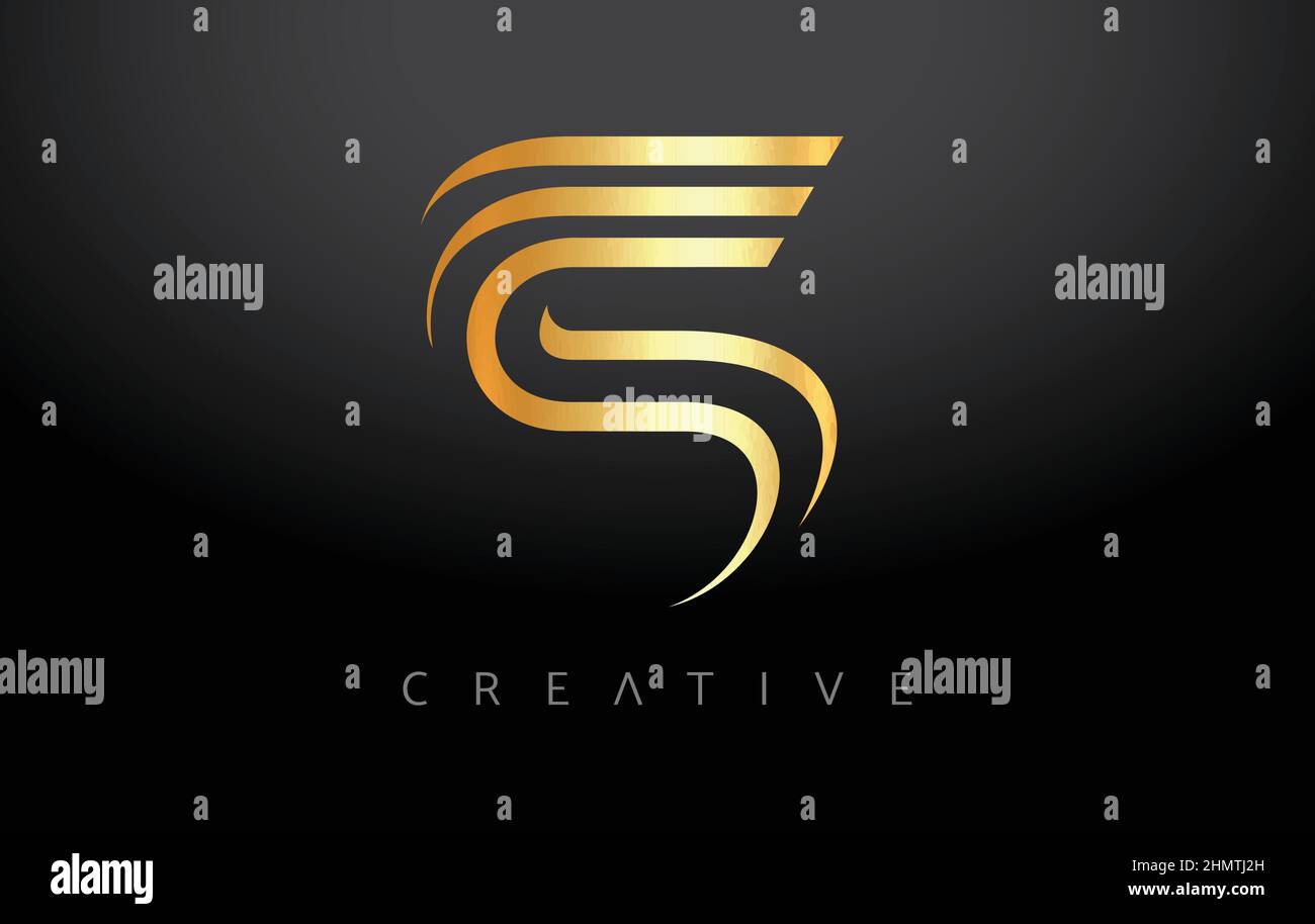 Golden S Letter Concept With Lines Monogram and Creative Metalic Look ...