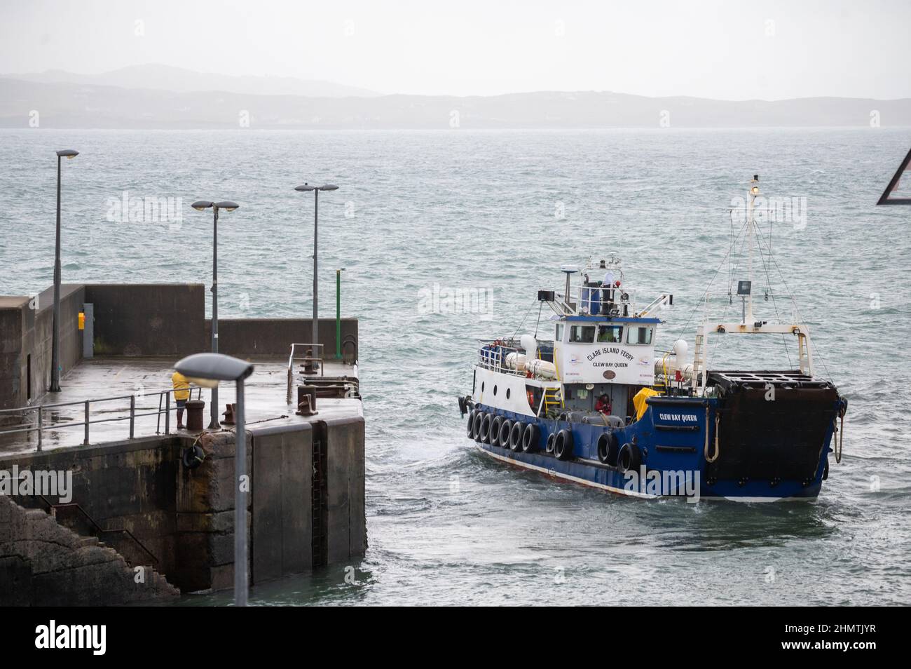 The Clew Bay Queen loading at Roonagh Pier in Mayo bringing cargo and ...