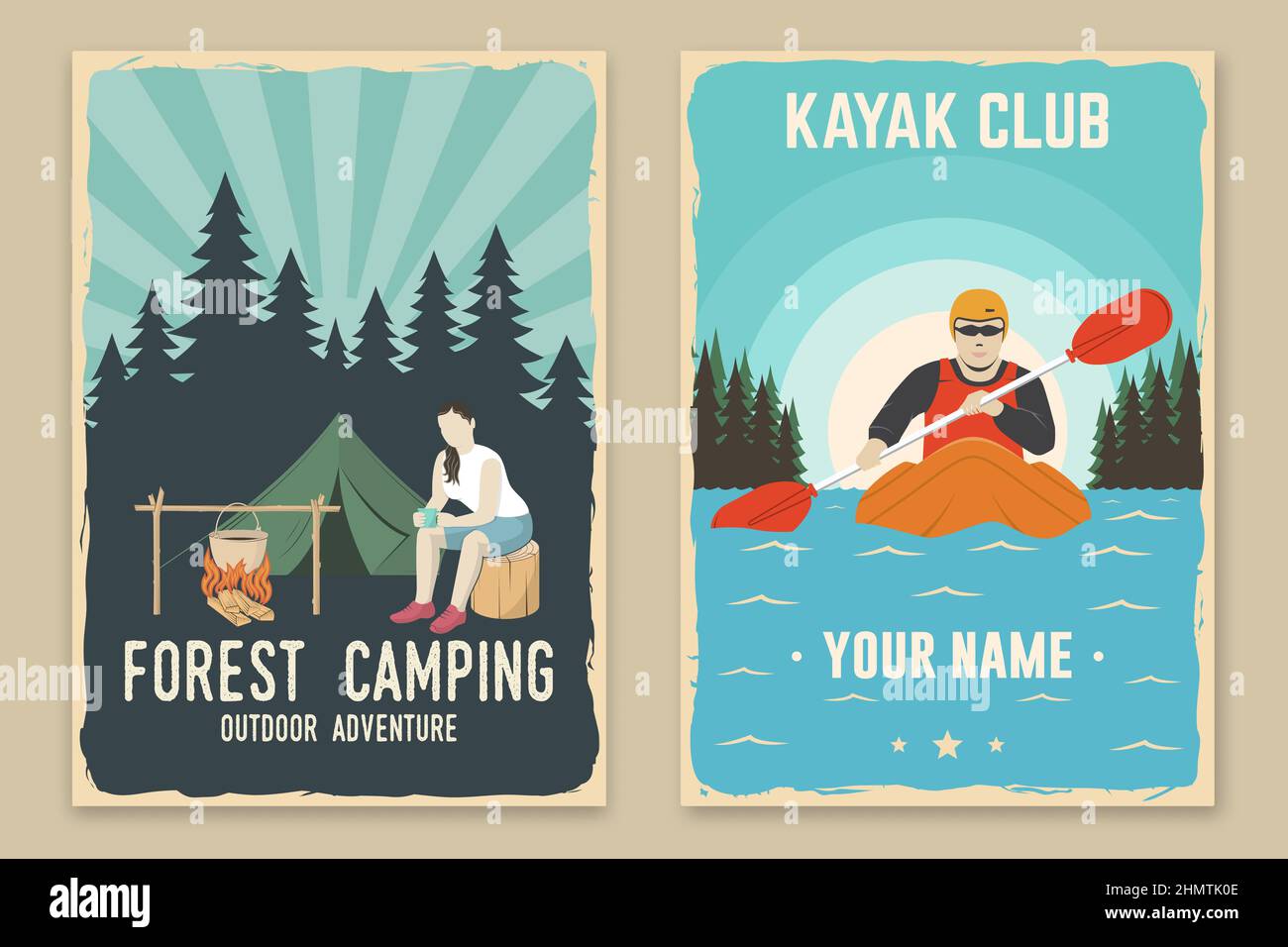 Set of camping retro posters. Vector. Concept for shirt or print, stamp ...