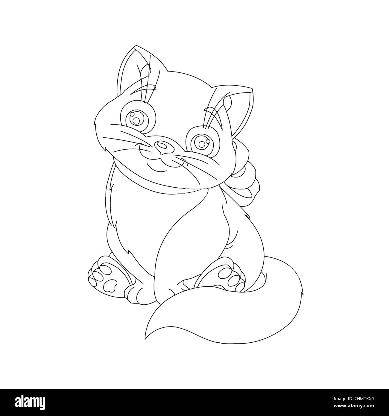 Coloring page outline of cute cat Animal Coloring page cartoon vector ...