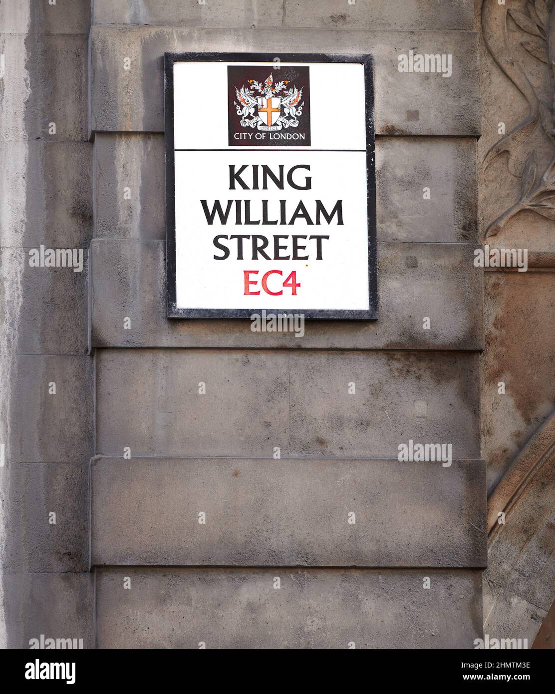 Street sign for King William street, EC4, in the City of london ...