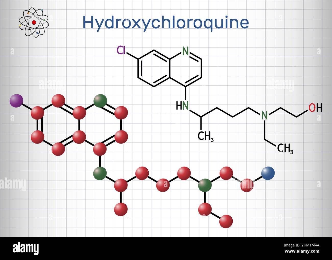 Hydroxychloroquine molecule. It is antimalarial medication used to ...