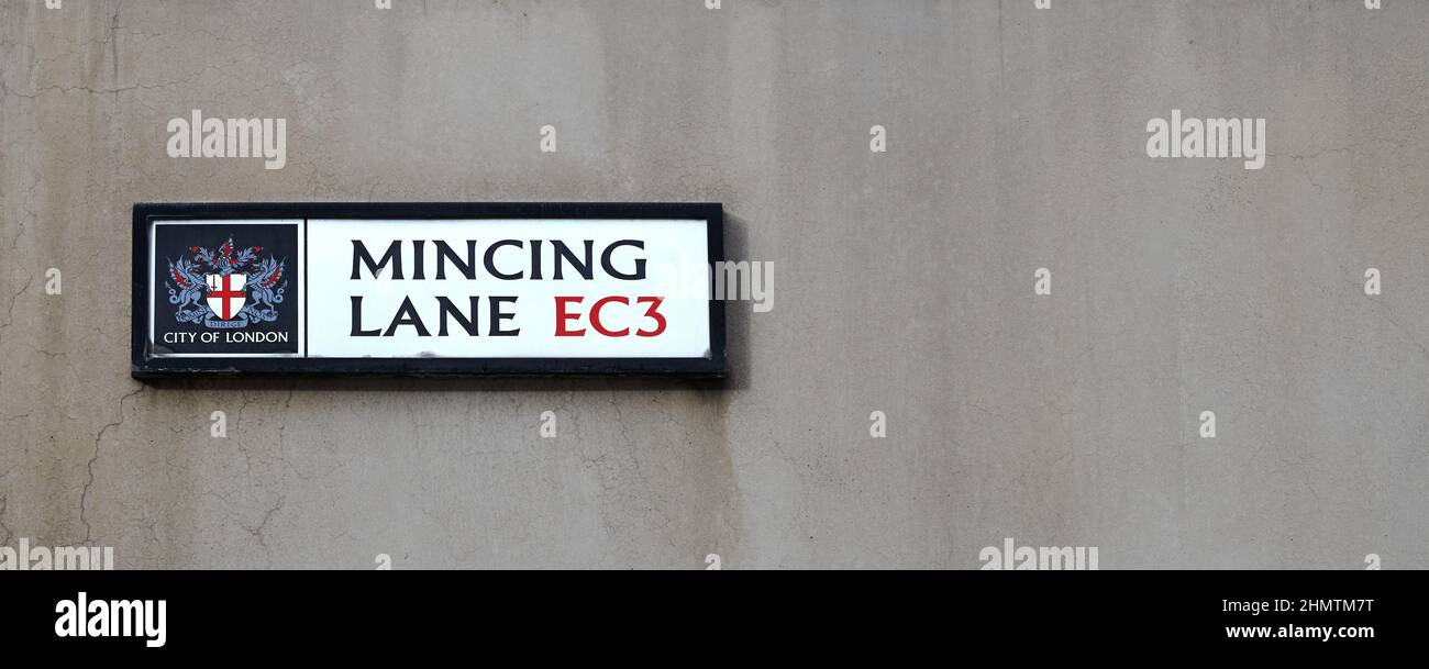 Street sign for Mincing lane, EC3, in the City of london, England Stock ...
