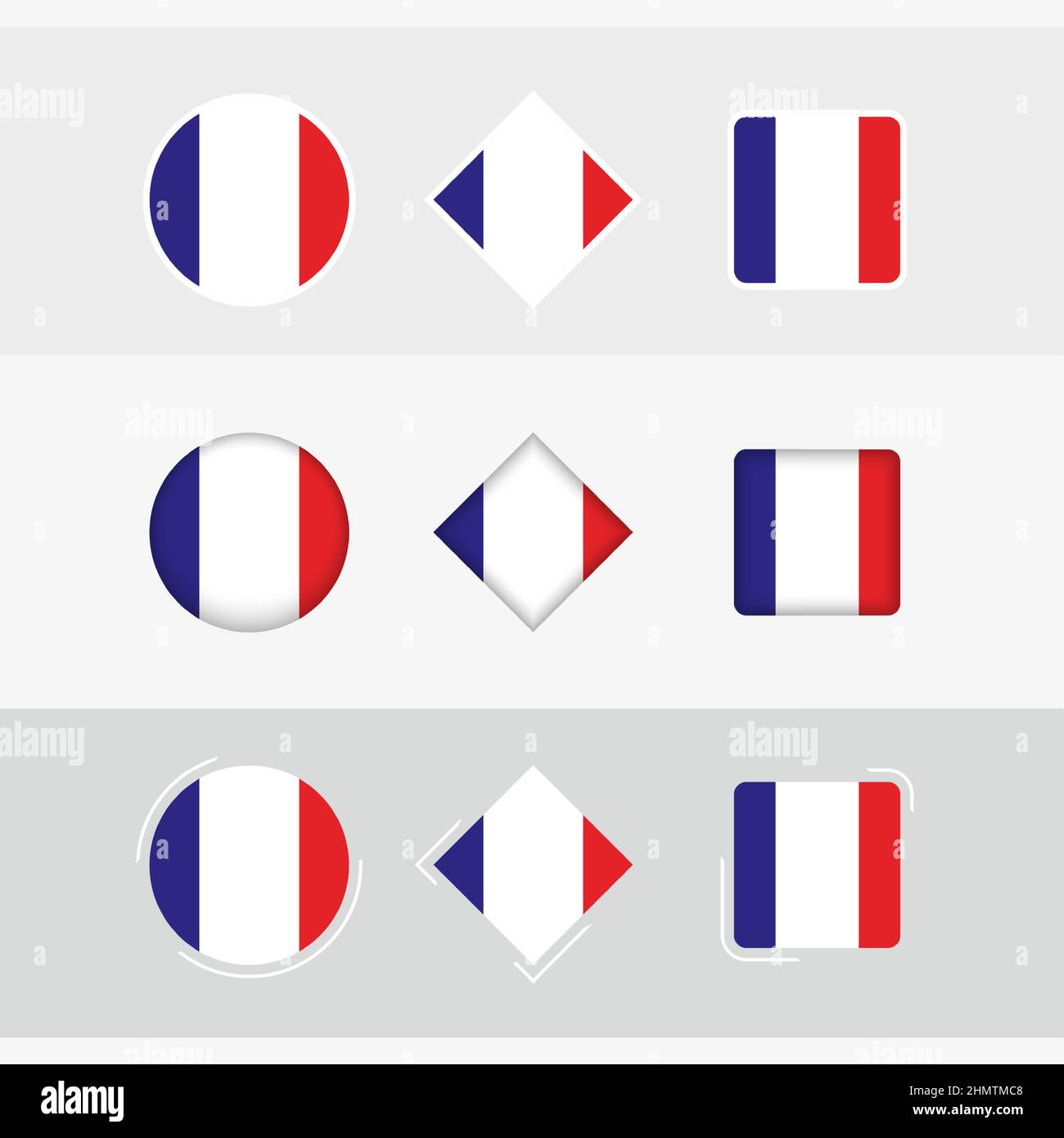France flag icons set, vector flag of France. Three versions of icon ...